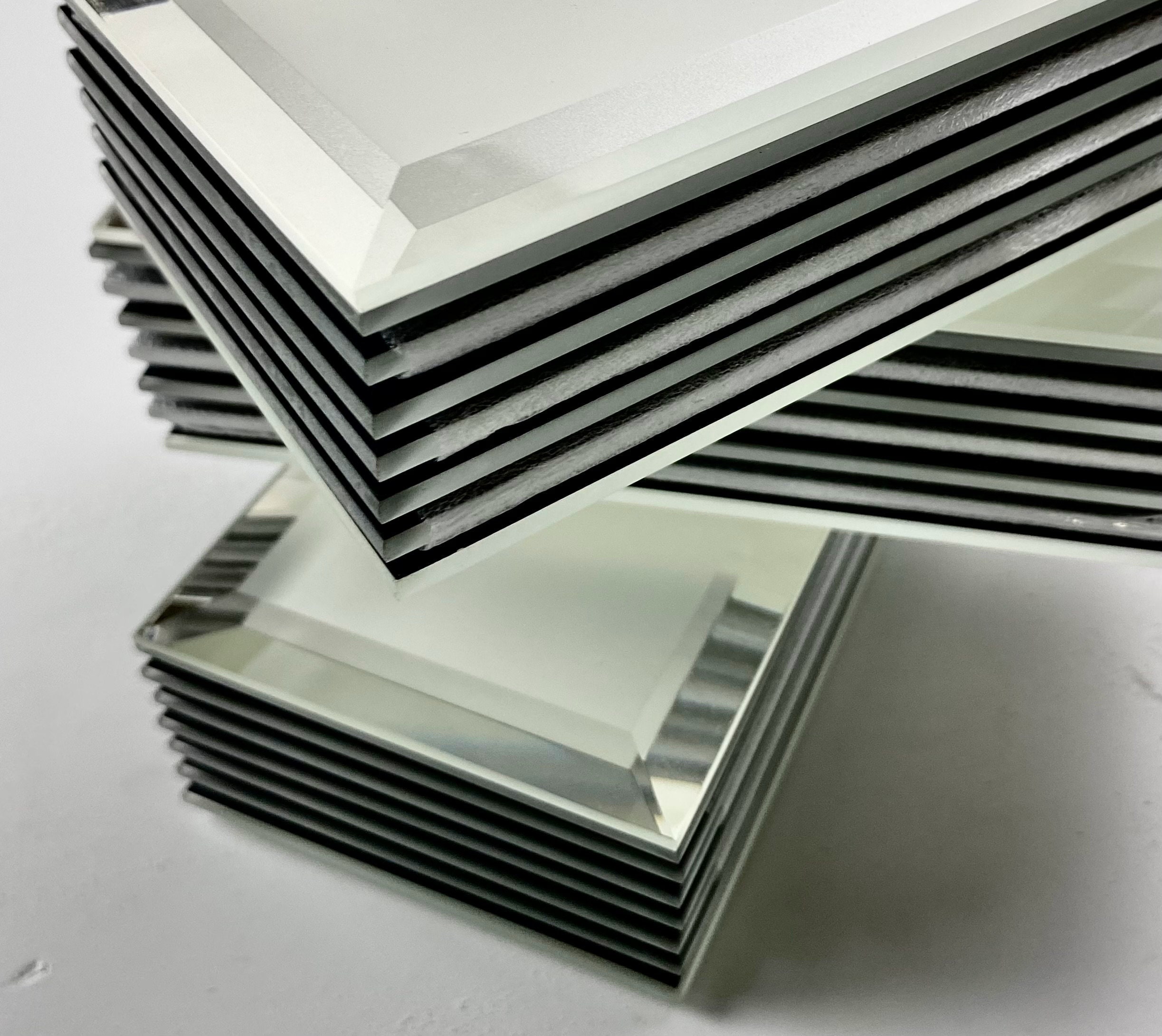 Matte Mirror Silver 3" X 6" Beveled Subway Decorative Glass Wall Tile ...