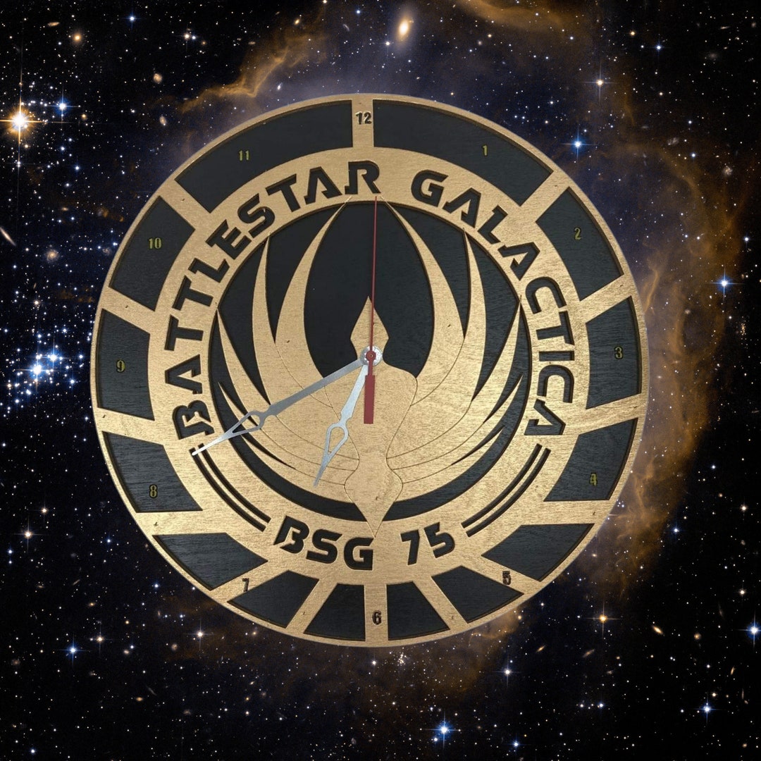Battlestar Galactica Wall Clock | 14 Inch Wooden Sci Fi Clock | Space ...