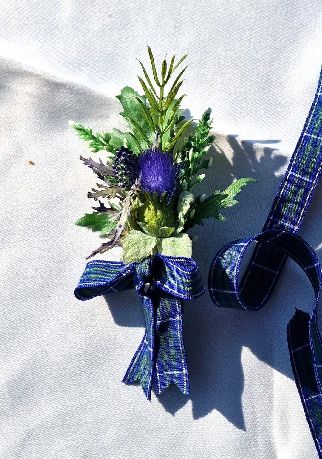 Thistle & Heather Corsage: Scottish Wedding Buttonhole With Brooch Pin ...
