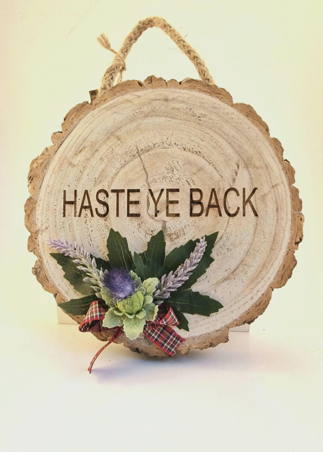 Scottish "haste Ye Back" Sign: Engraved Wood Hanging New Year ...
