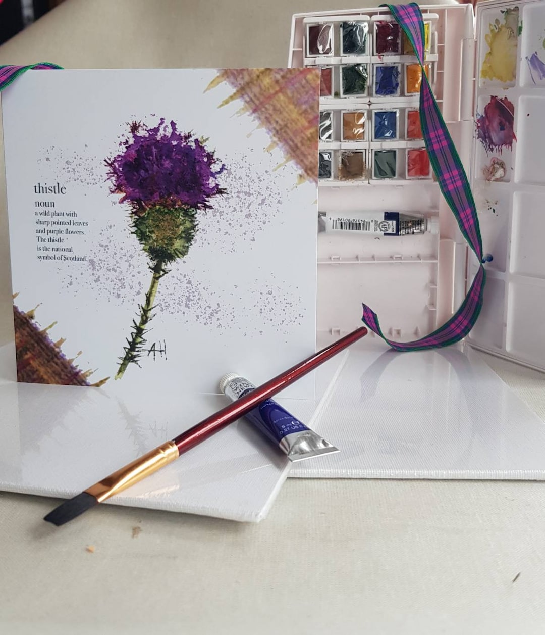 Thistle Card Watercolor Print Purple for Any Occasion - Etsy