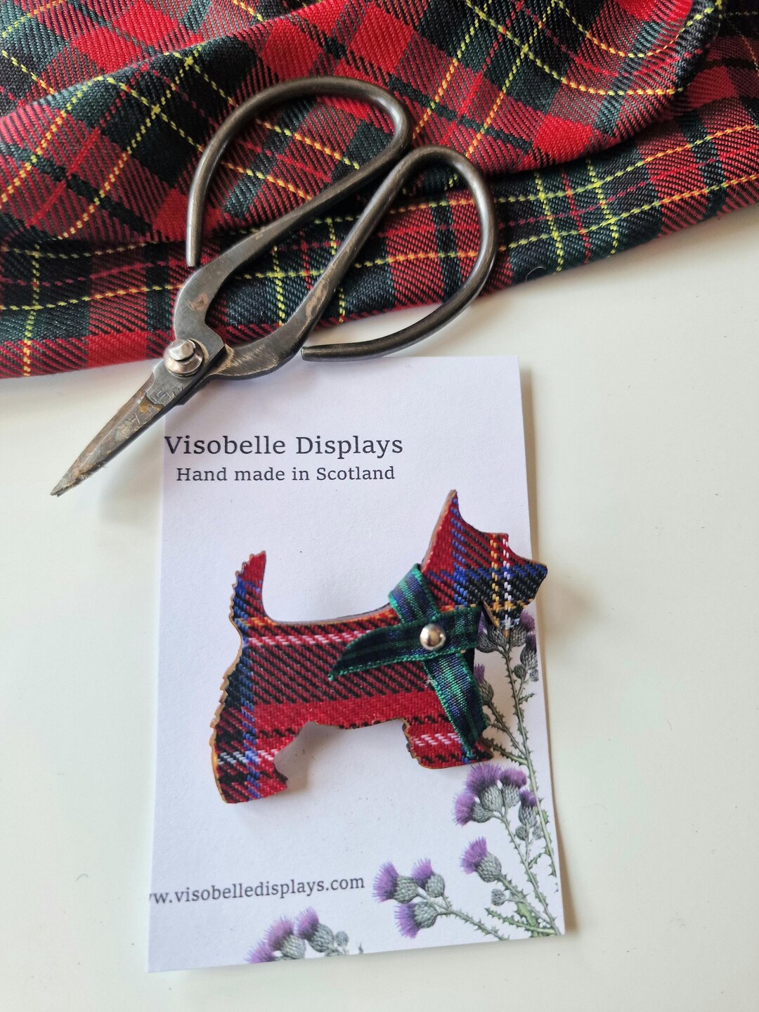 Brooch Scottie Dog Tweed With Collar Hand Crafted Unusual Birthday ...