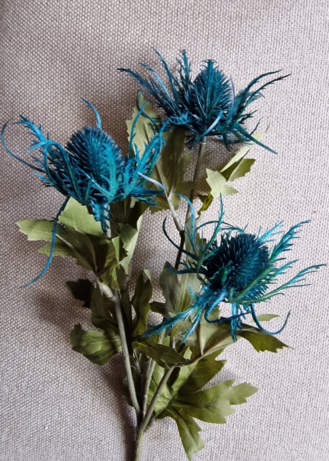Sea Holly Thistle Flower Blue Grey White Everlasting Thistle Artificial ...