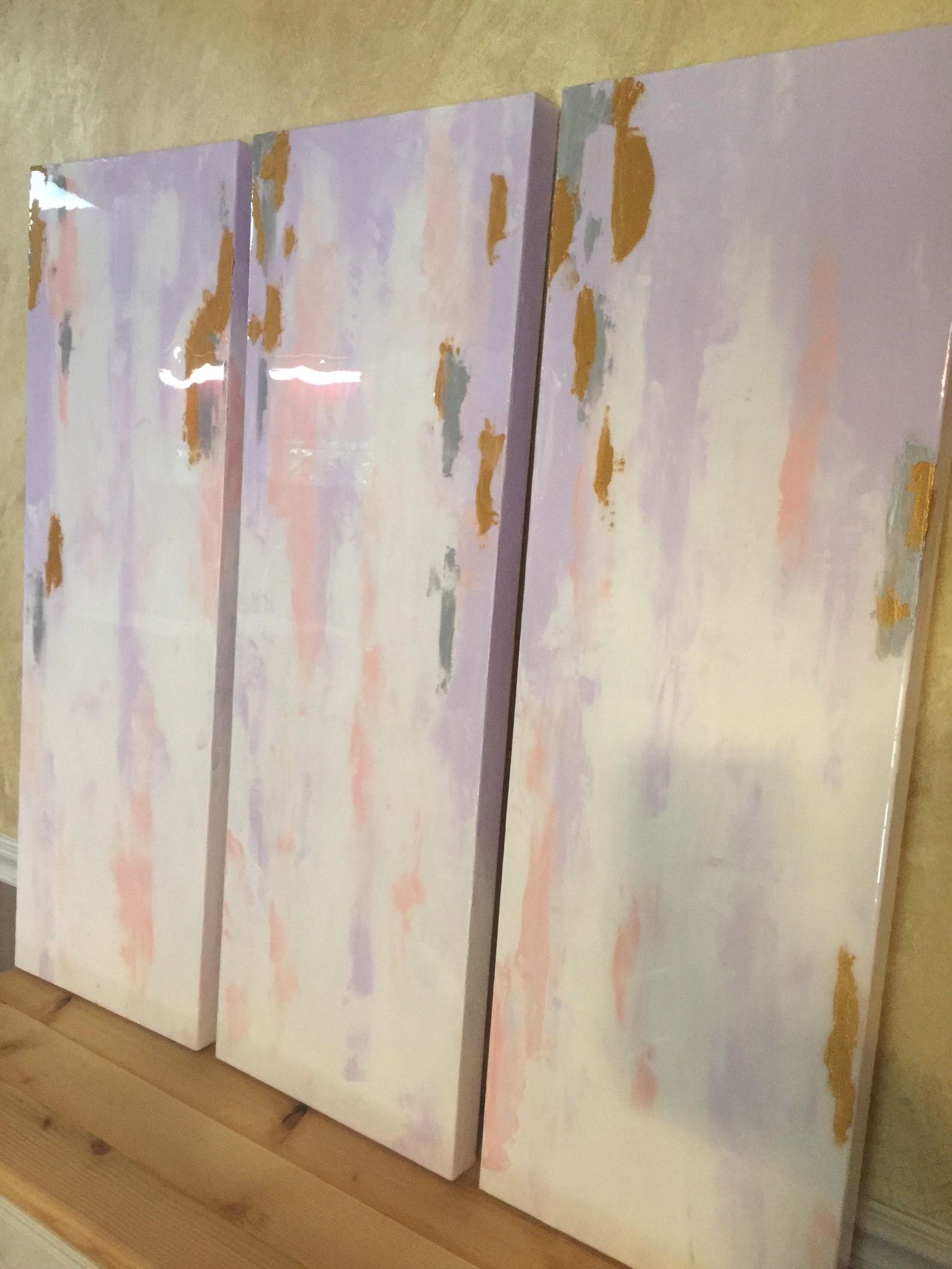 SOLD Original Set of 3 Abstract Acrylic Paintings With - Etsy