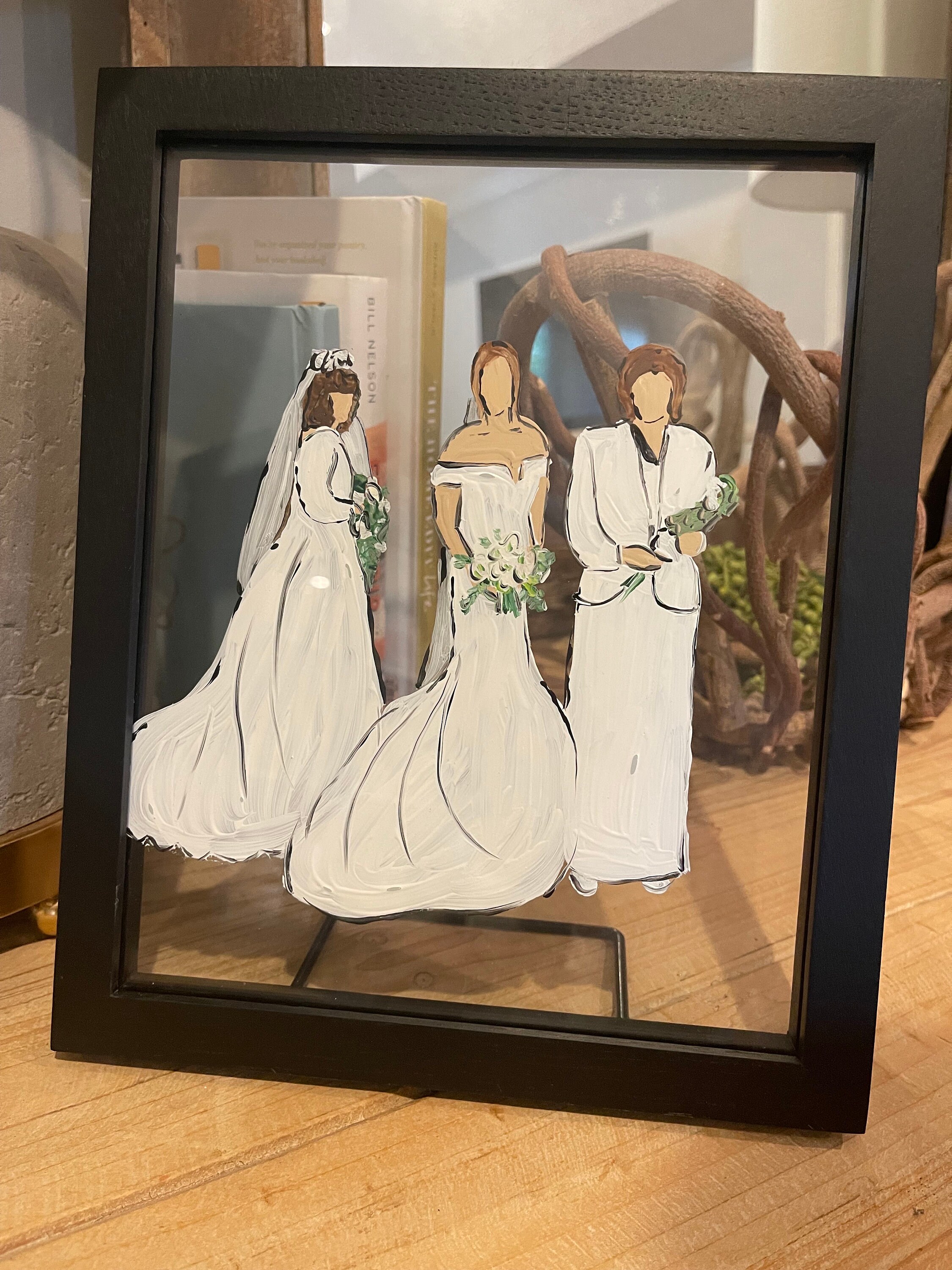 Hand Painted Portrait in Larger Glass Floating Frame. - Etsy