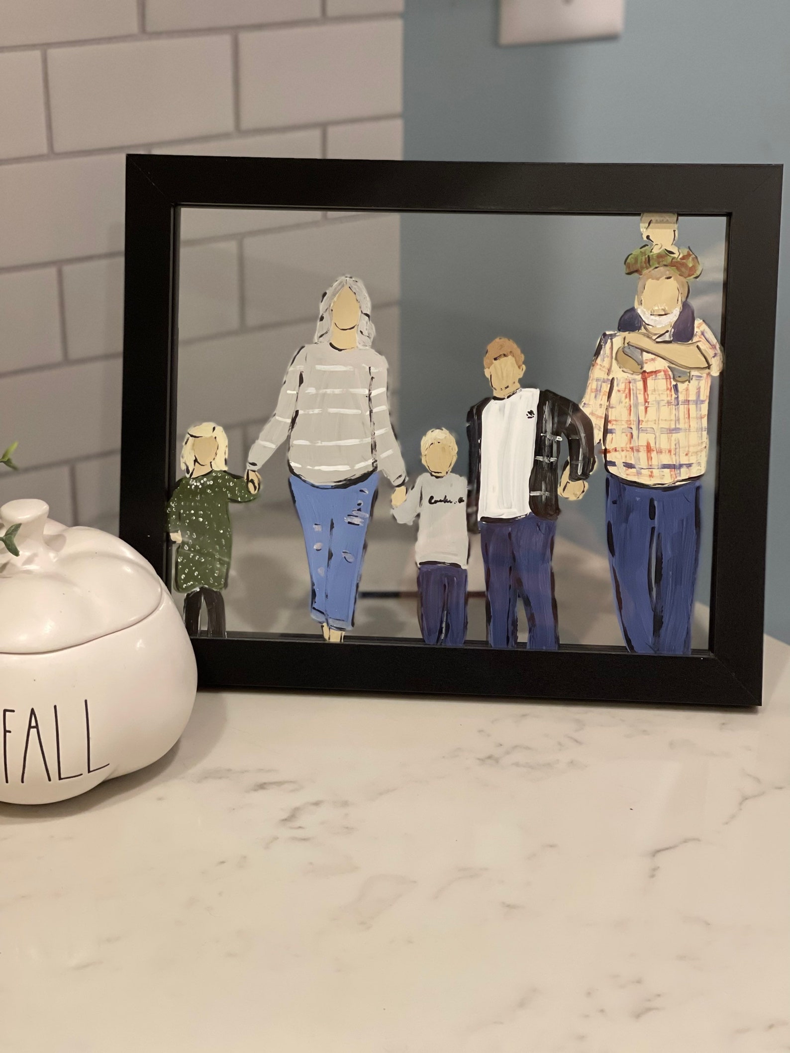 Hand Painted Portrait in Larger Glass Floating Frame. - Etsy