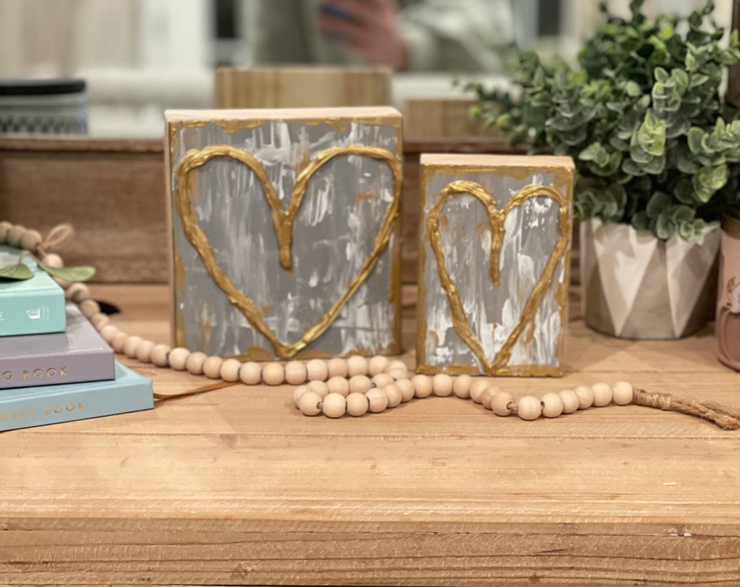 Abstract Wooden Heart Block - Etsy