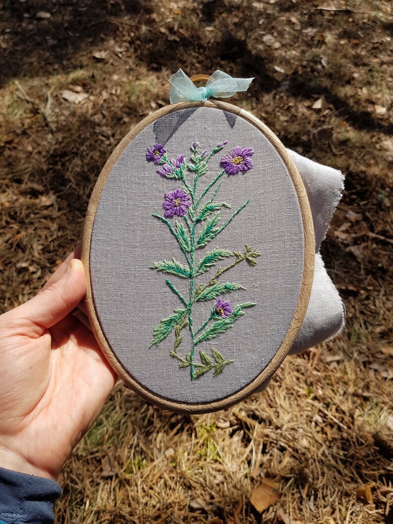 Purple Flowers Embroidery Hoop Embroidery Wildflowers - Etsy