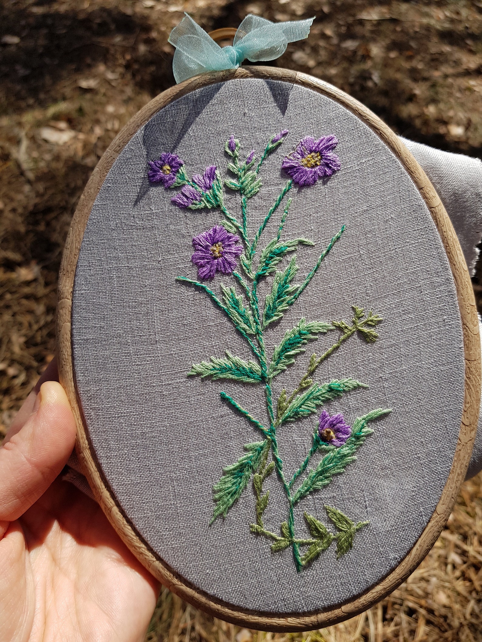 Purple Flowers Embroidery Hoop Embroidery Wildflowers - Etsy