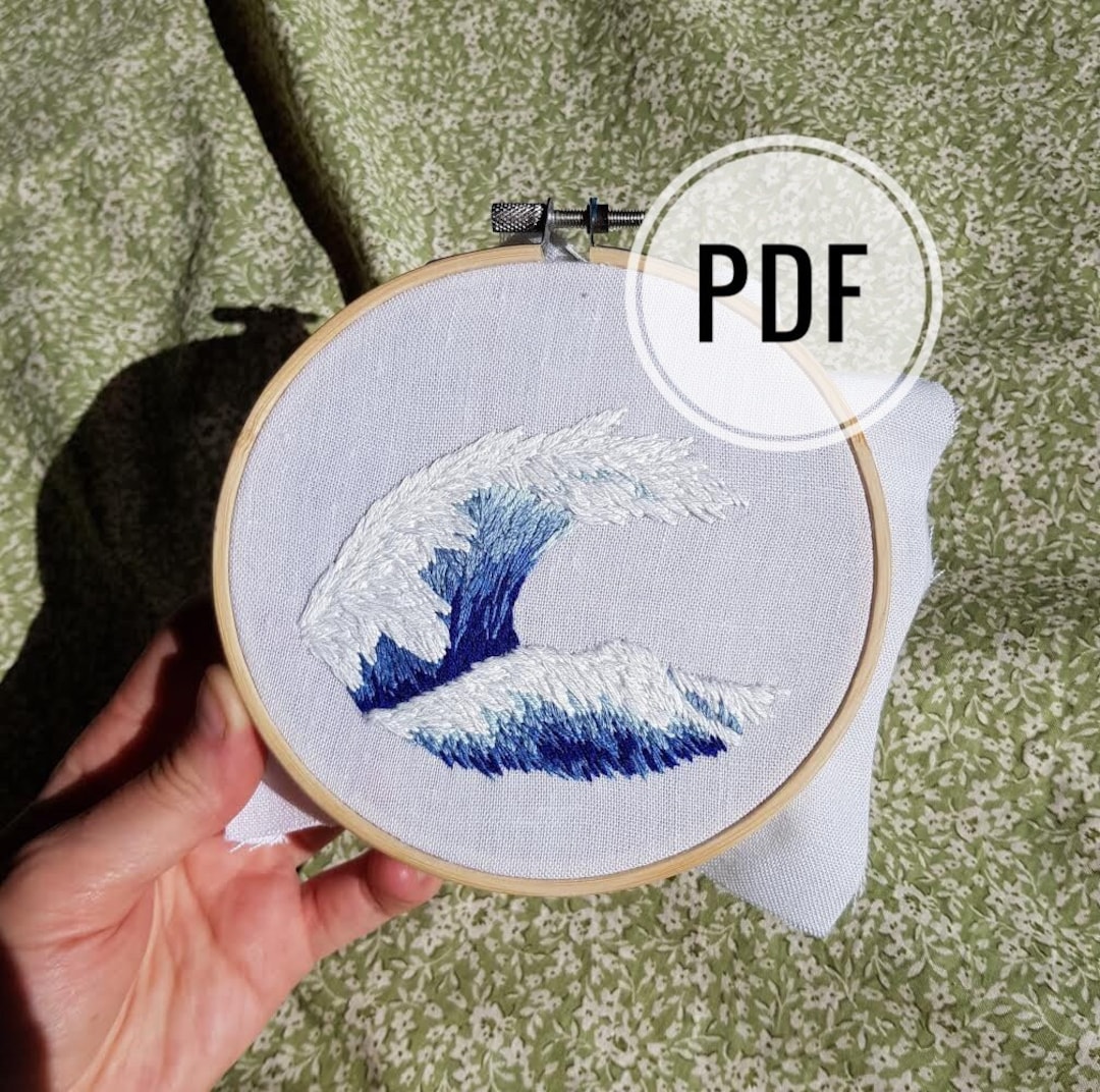 DIY Blue Ocean Wave Embroidery Pattern - PDF DOWNLOAD Files for ...