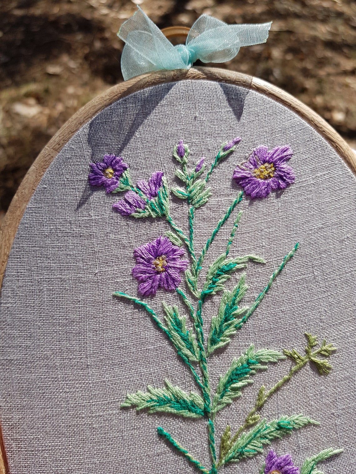 Purple Flowers Embroidery Hoop Embroidery Wildflowers - Etsy