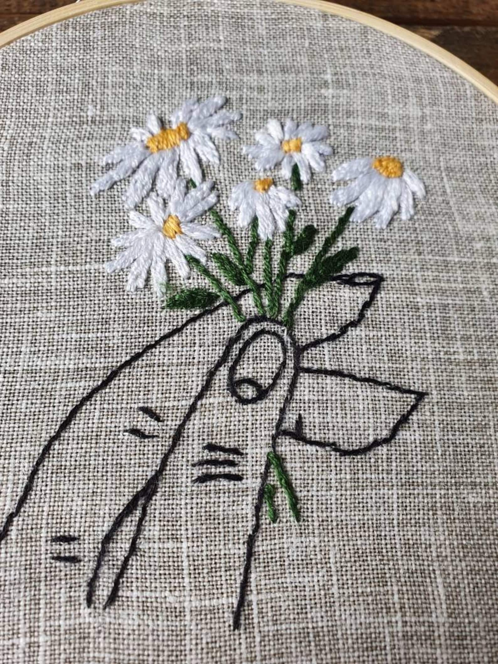 Daisy Flowers Embroidery Hoop Daisy Bouquet Wildflowers Wall - Etsy