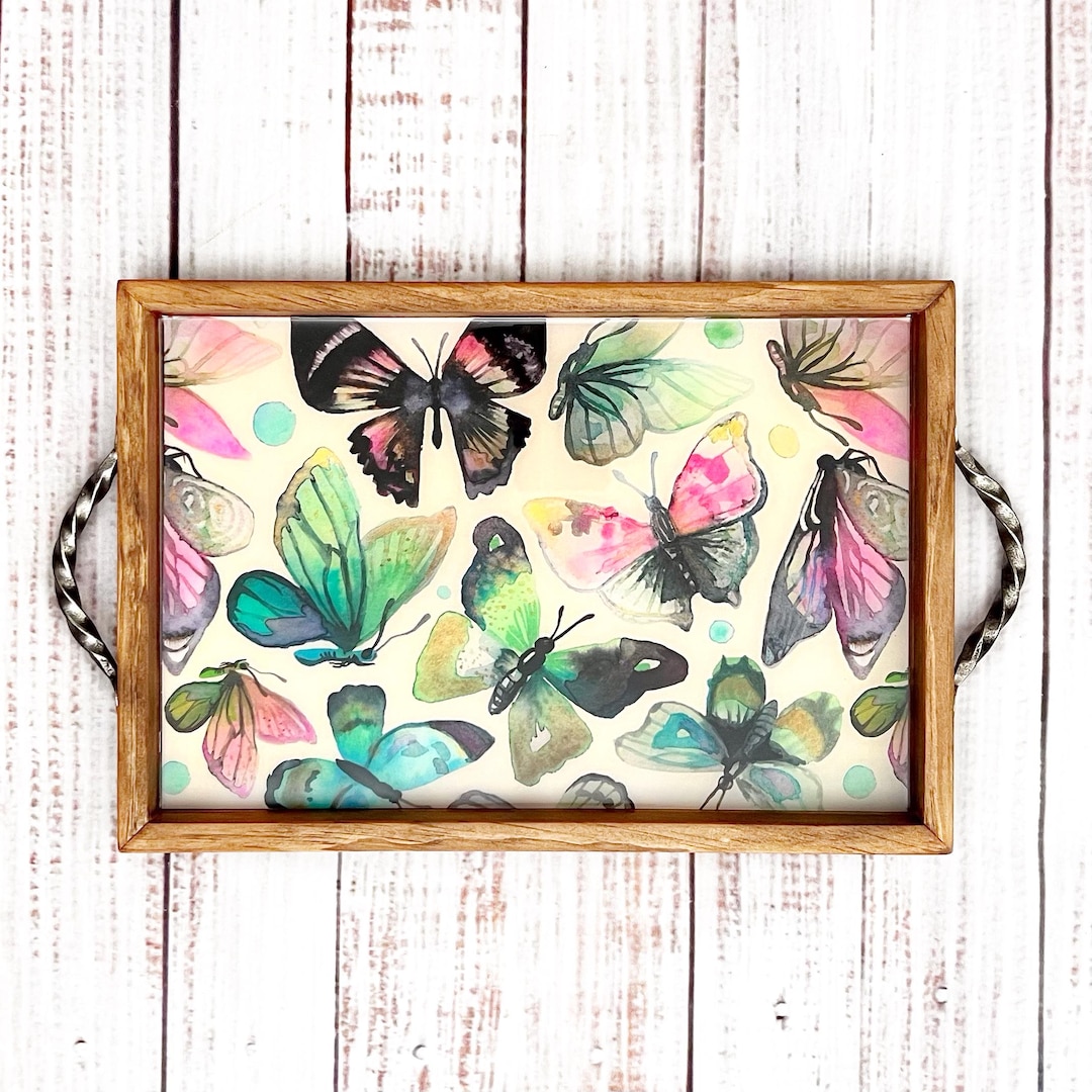 BUTTERFLY, Serving Tray, Tray With Handles, Anniversary Gift, Gift for ...