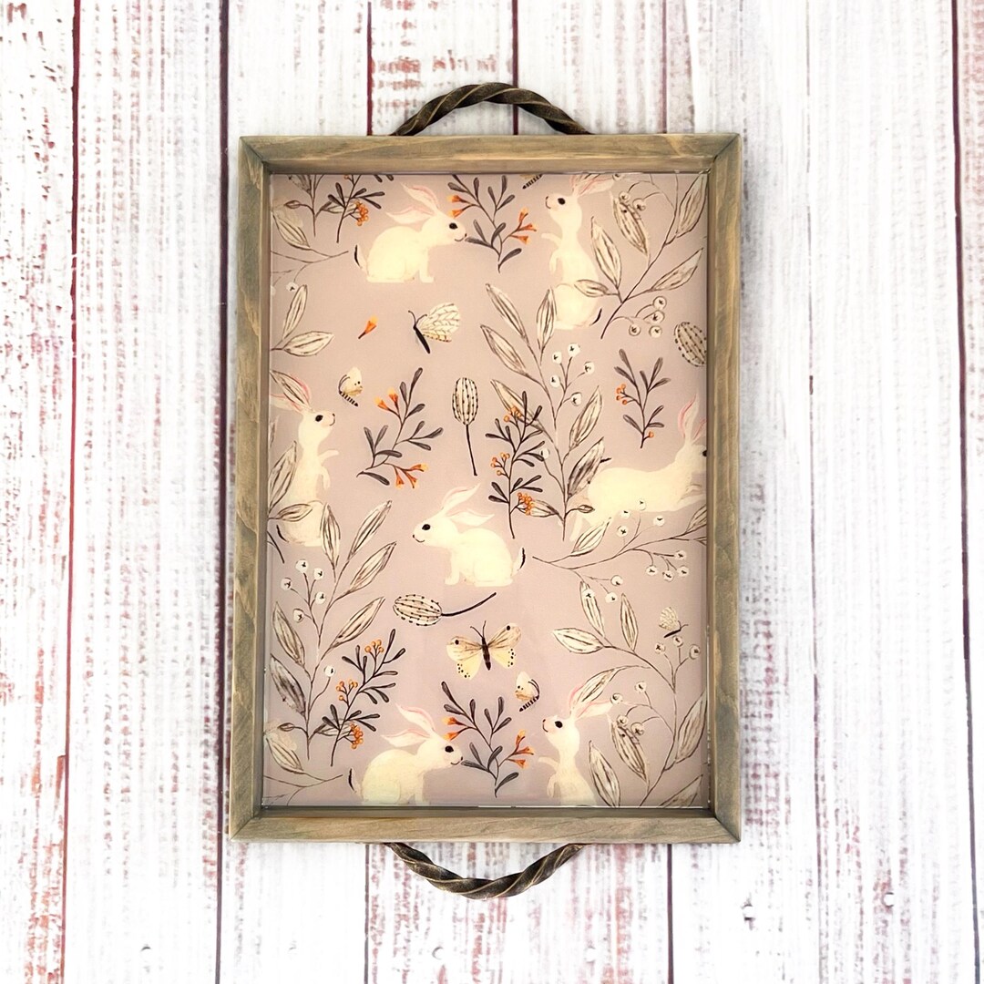 Bunny Rabbit Wood Serving Tray, Handmade Wooden Tray, Spring Home Decor ...