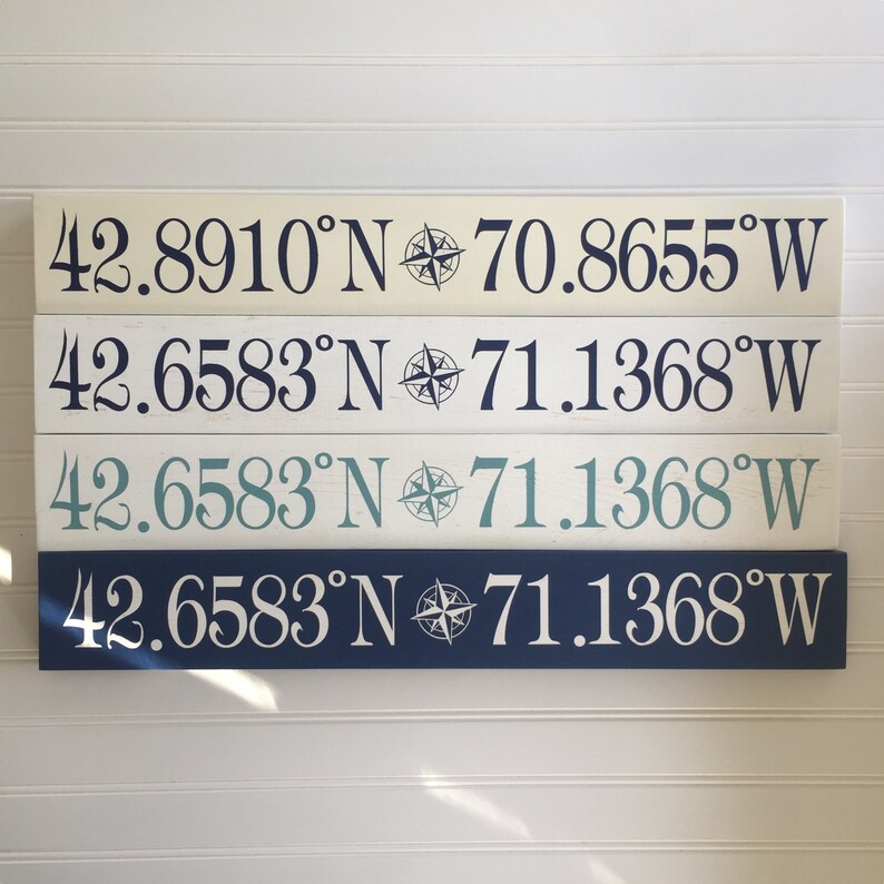 Custom Wooden Sign-longitude Latitude-compass Rose-coordinates | Etsy
