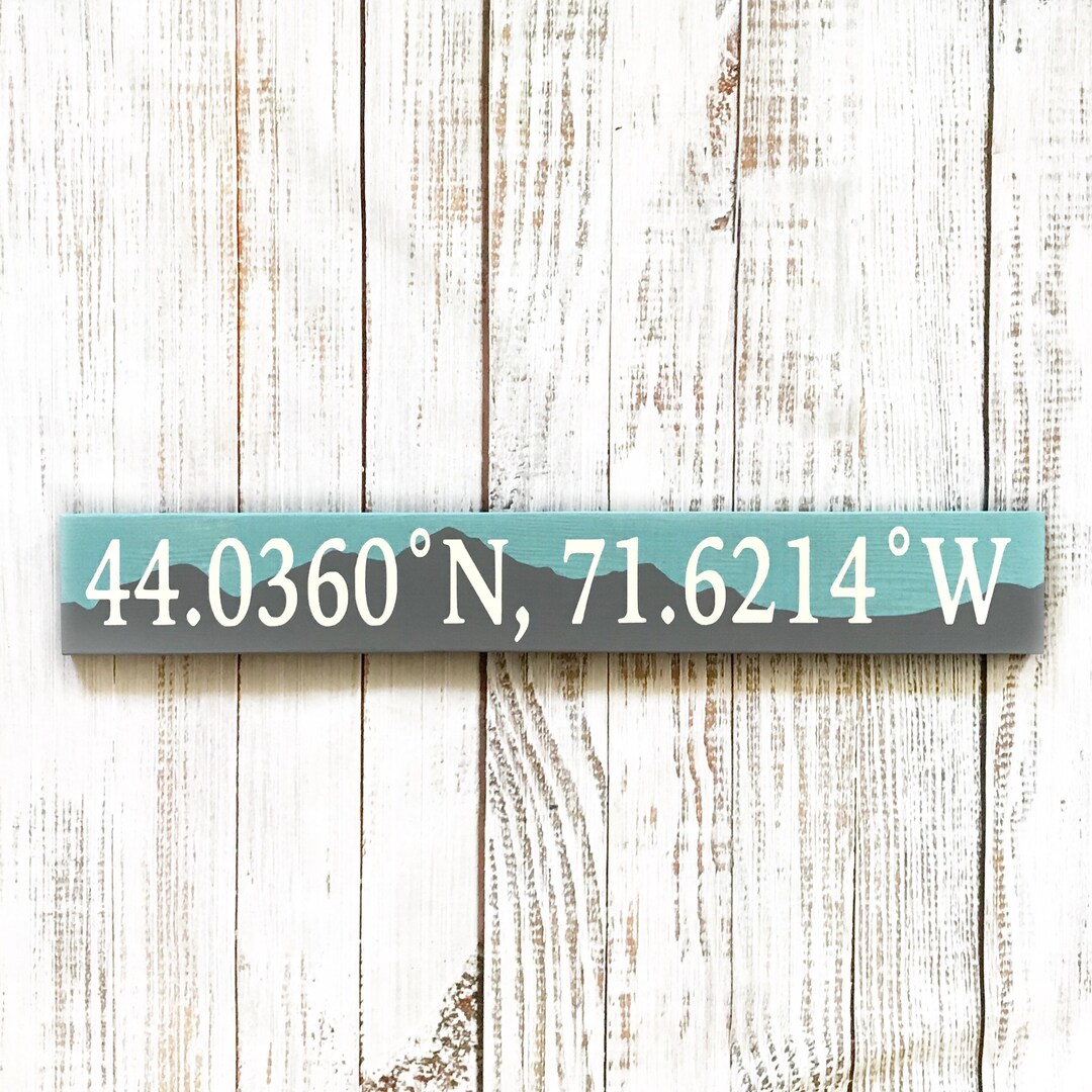 Custom Mountain Longitude Latitude Wooden Sign, Sign Coordinates ...