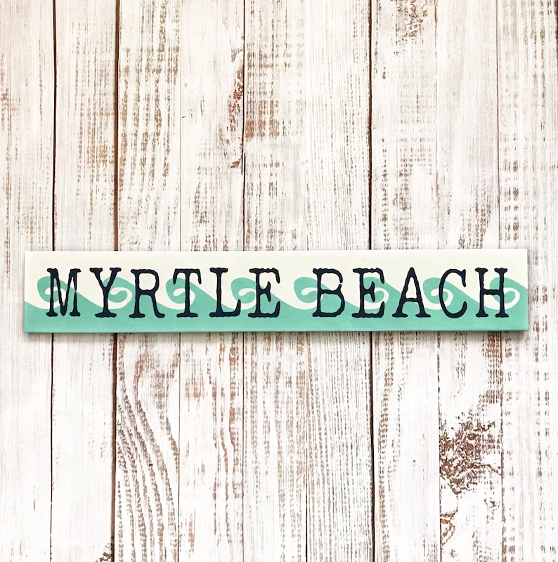 Myrtle Beach SC Handmade Wood Sign, Coastal Decor (24"x4") - Etsy