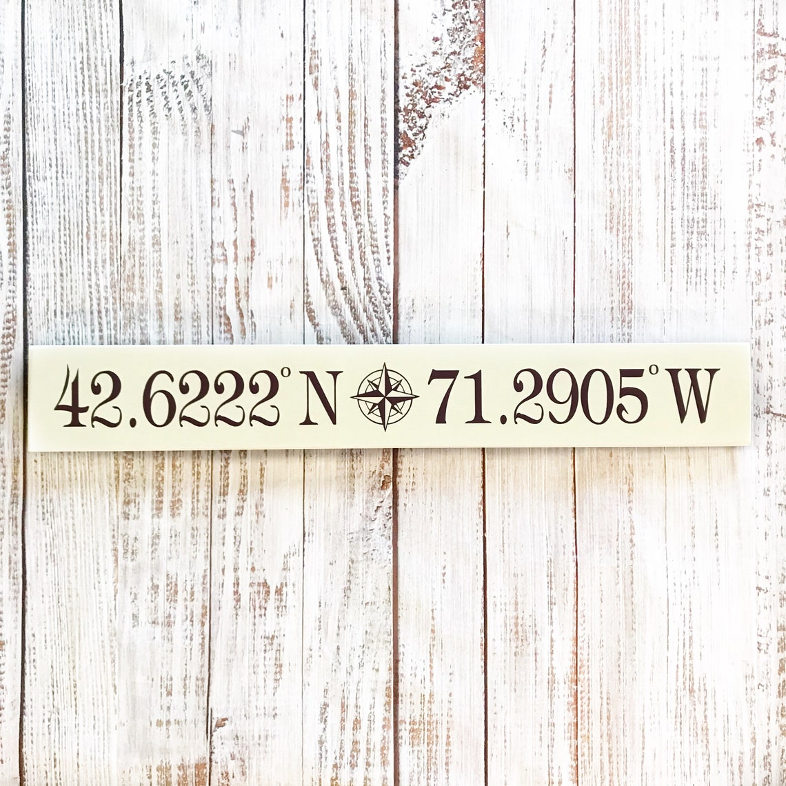 Custom Wooden Sign-longitude Latitude-compass Rose-coordinates - Etsy