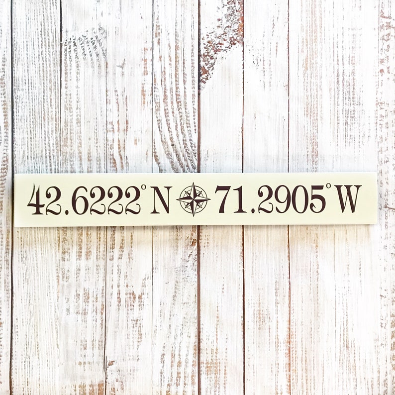 Custom Wooden Sign-longitude Latitude-compass Rose-coordinates - Etsy