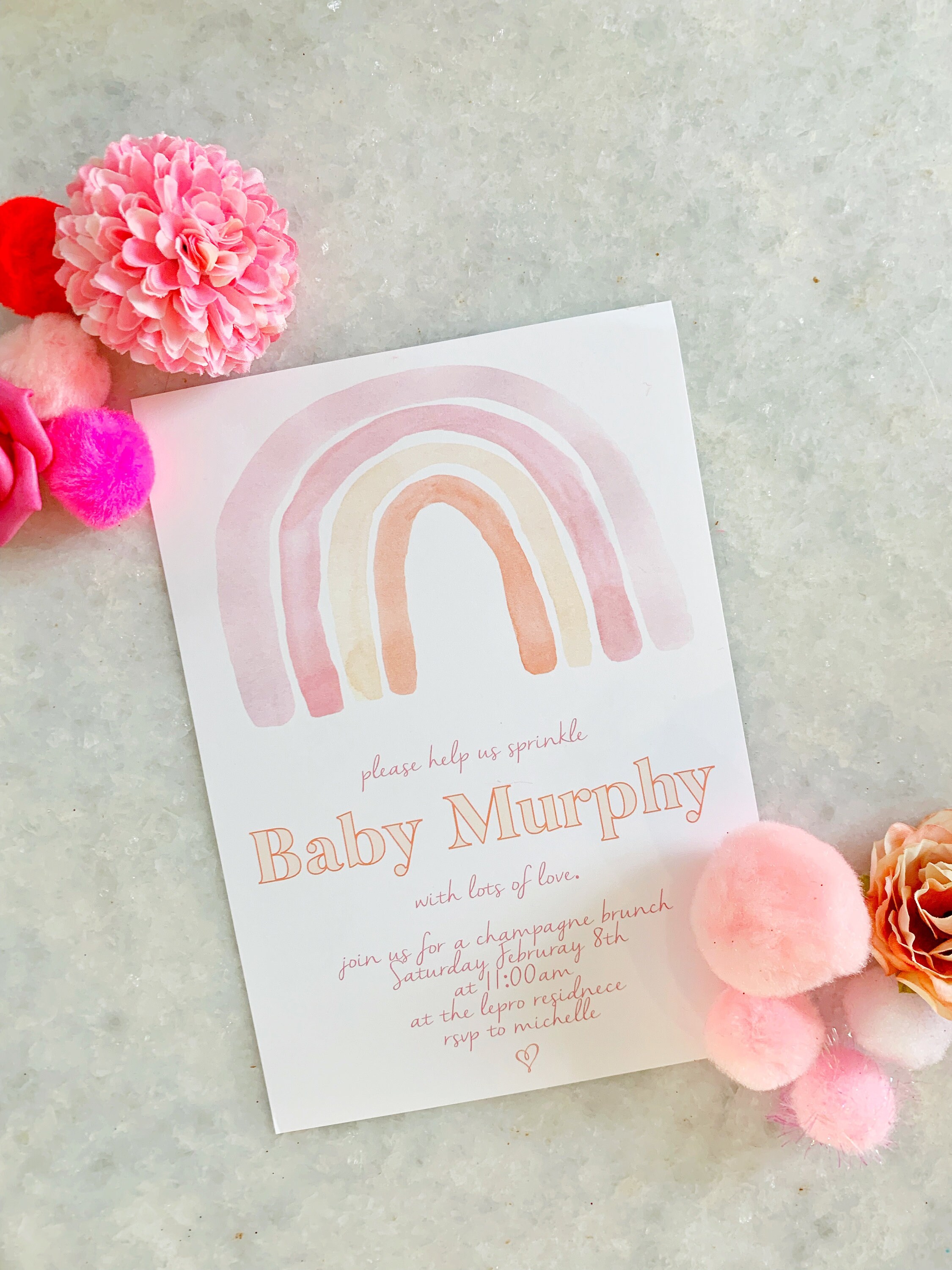 Rainbow Invitation Rainbow Baby Shower Invite Rainbow Baby | Etsy