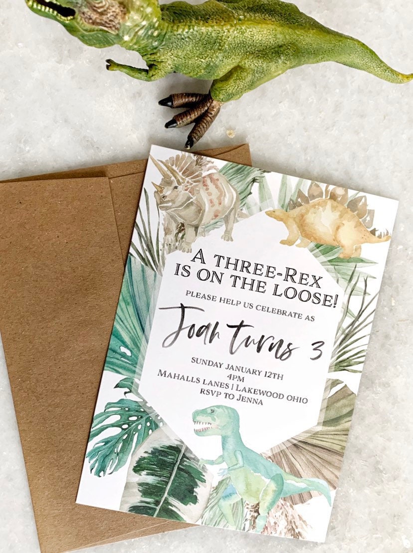 3rex Invitation 3 Rex Invite Three Rex Invitation Dinosaur - Etsy