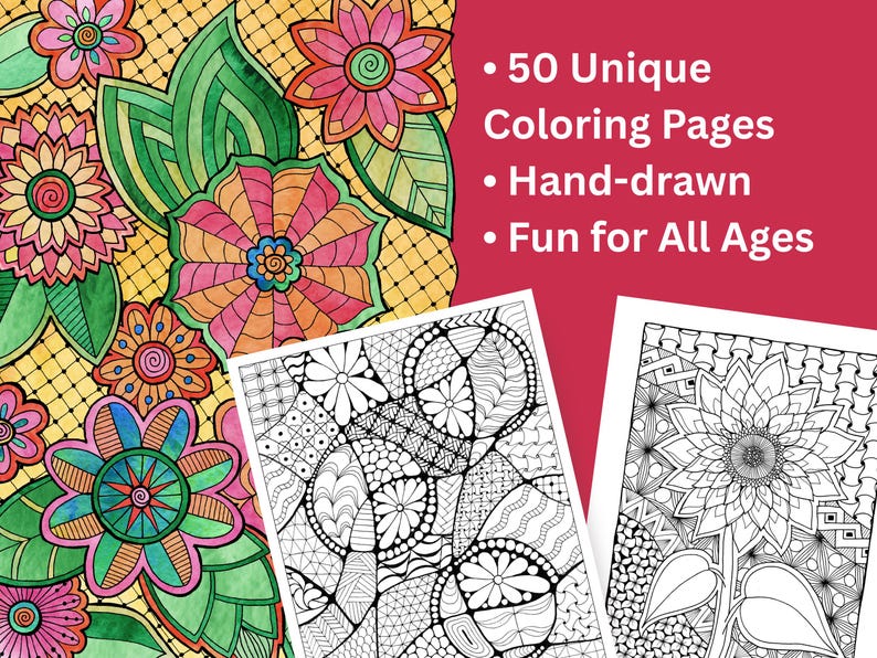 Doodle Garden Coloring Page Bundle – Floral & Botanical Printable Pages ...