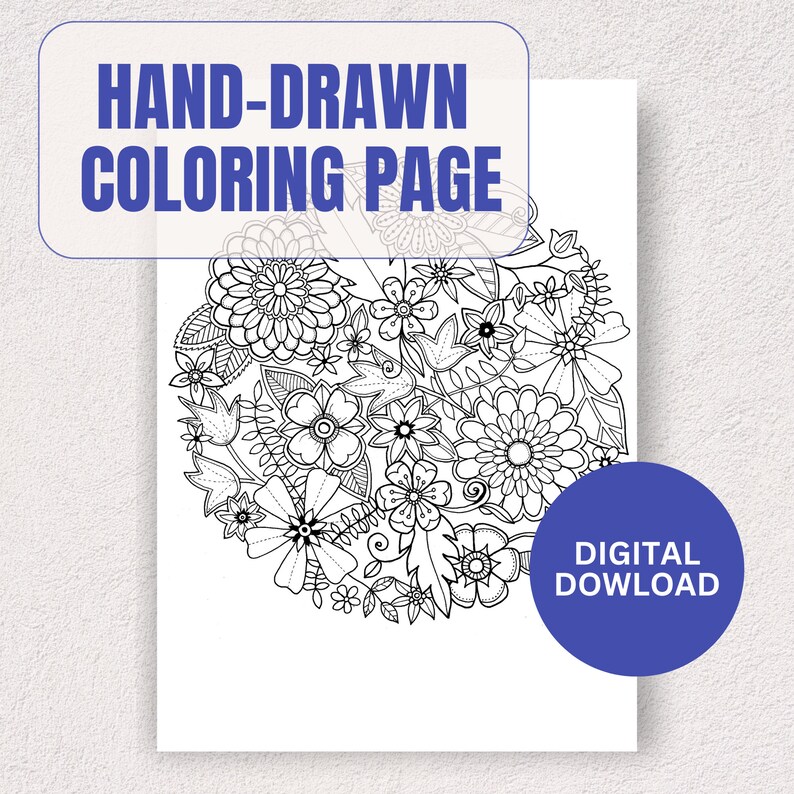 Floral Round Design Coloring Page | Hand-drawn Coloring Page Print ...