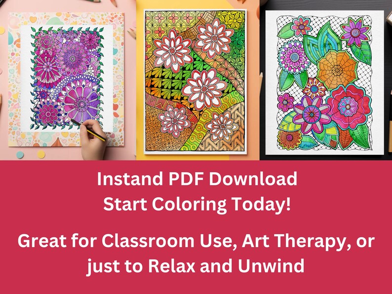 Doodle Garden Coloring Page Bundle – Floral & Botanical Printable Pages ...