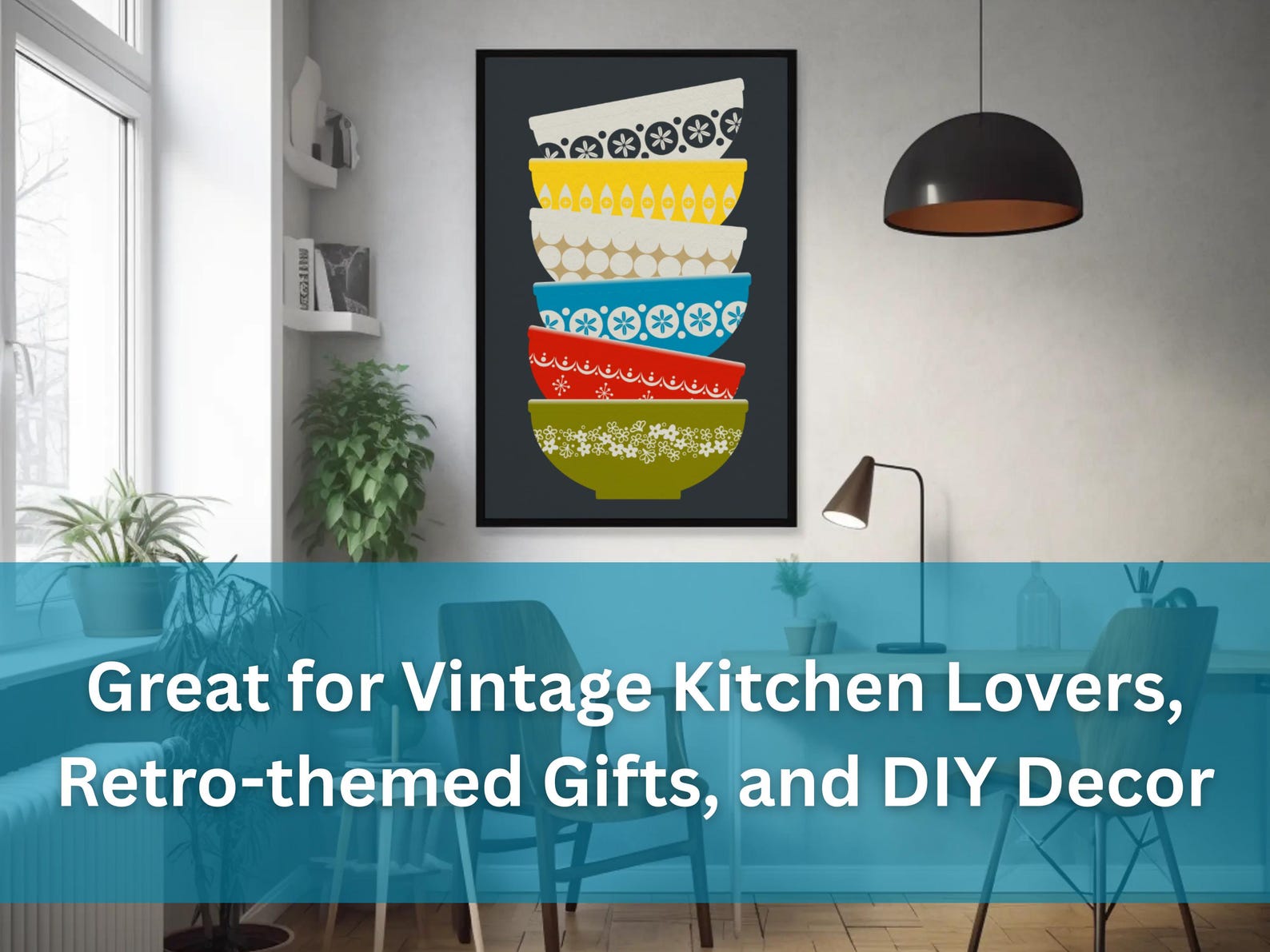 Vintage Pyrex Bowl Vector Clipart | Retro Kitchen SVG, EPS, JPG ...