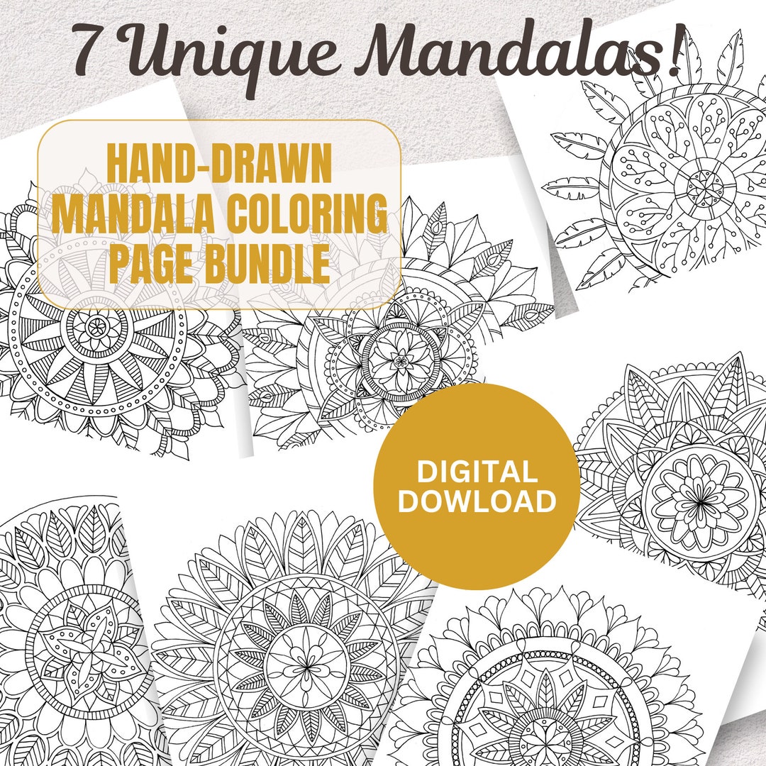 Mandala Coloring Page Bundle | Hand-drawn Coloring Pages Print & Color ...