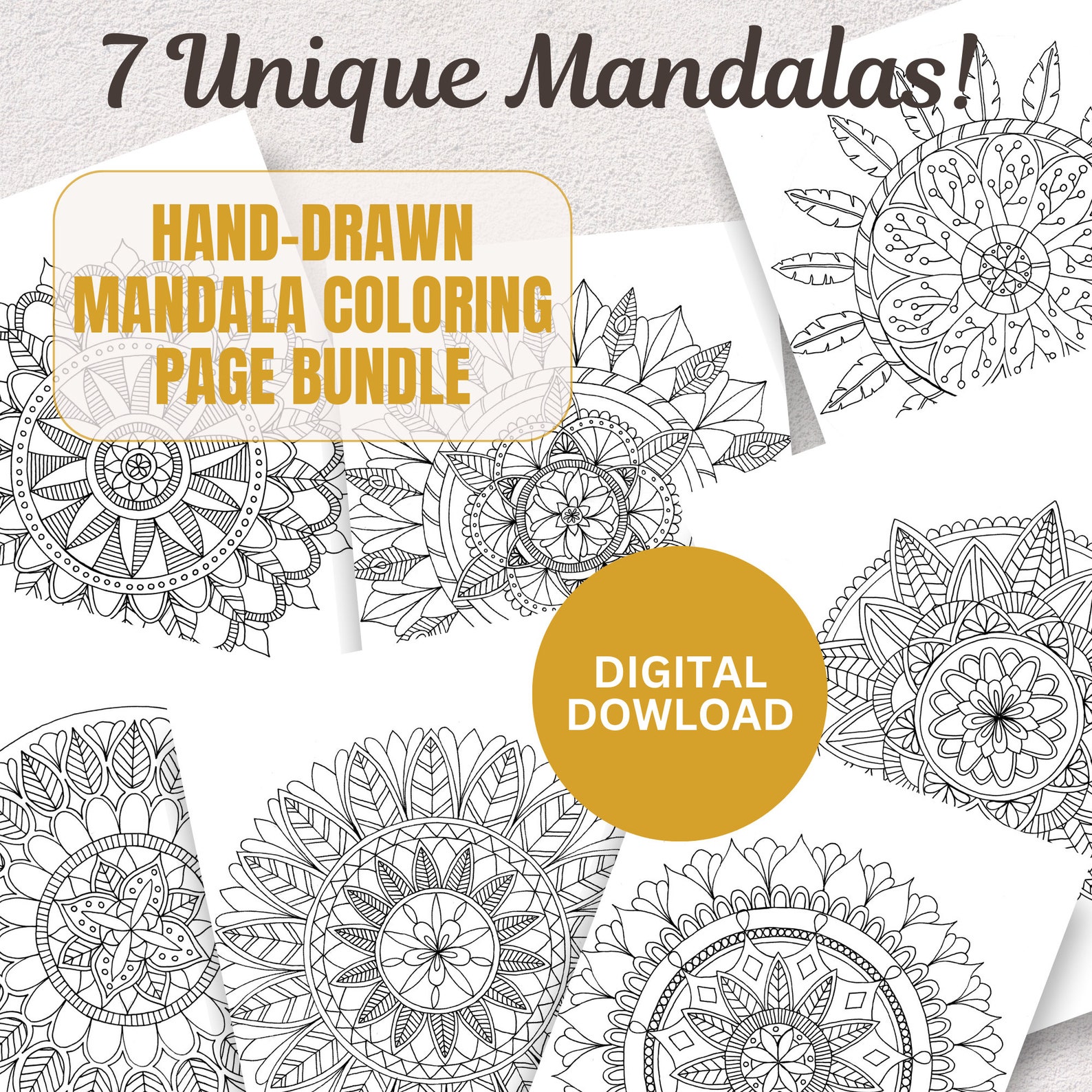 Mandala Coloring Page Bundle | Hand-drawn Coloring Pages Print & Color ...