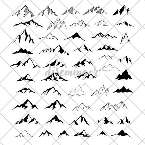 Hand-drawn Mountain Vectors, 50 Unique Mountain Vectors, Svg, Pdf, Png ...