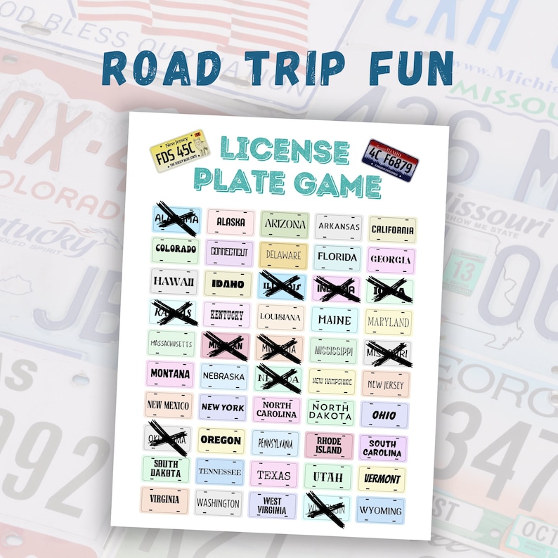 USA Road Trip License Plate Game - Easy Printable Game | License Plate ...
