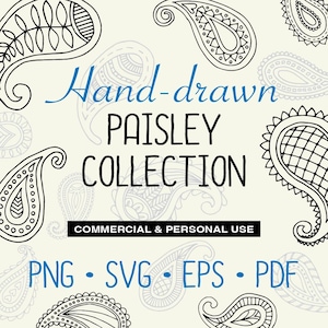 Hand Drawn Paisley Collection, Paisley Png Svg Eps Pdf, Vector, Hand ...