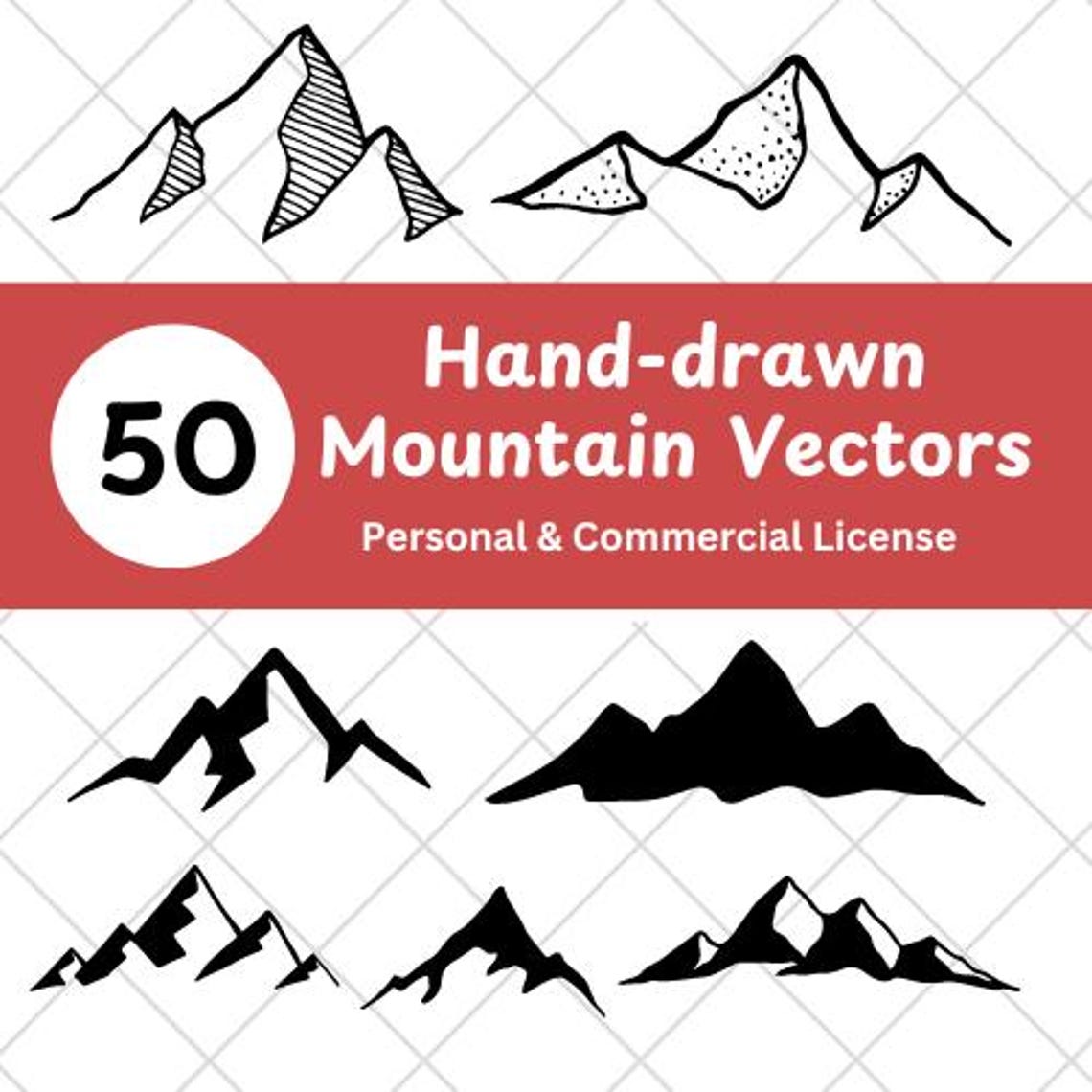 Hand-drawn Mountain Vectors, 50 Unique Mountain Vectors, Svg, Pdf, Png ...