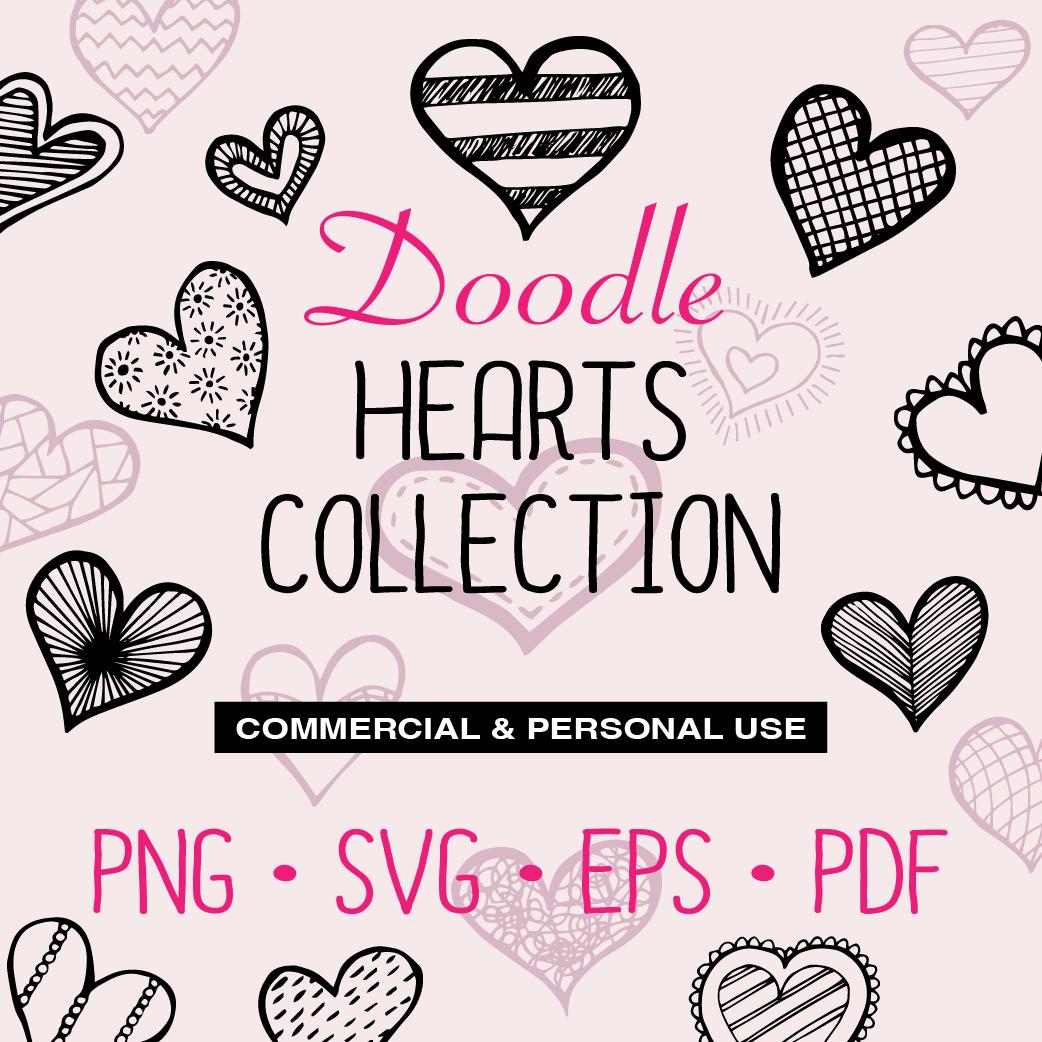 Doodle Hearts SVG Collection, Hearts Png Svg Eps Pdf, Vector, Hand ...