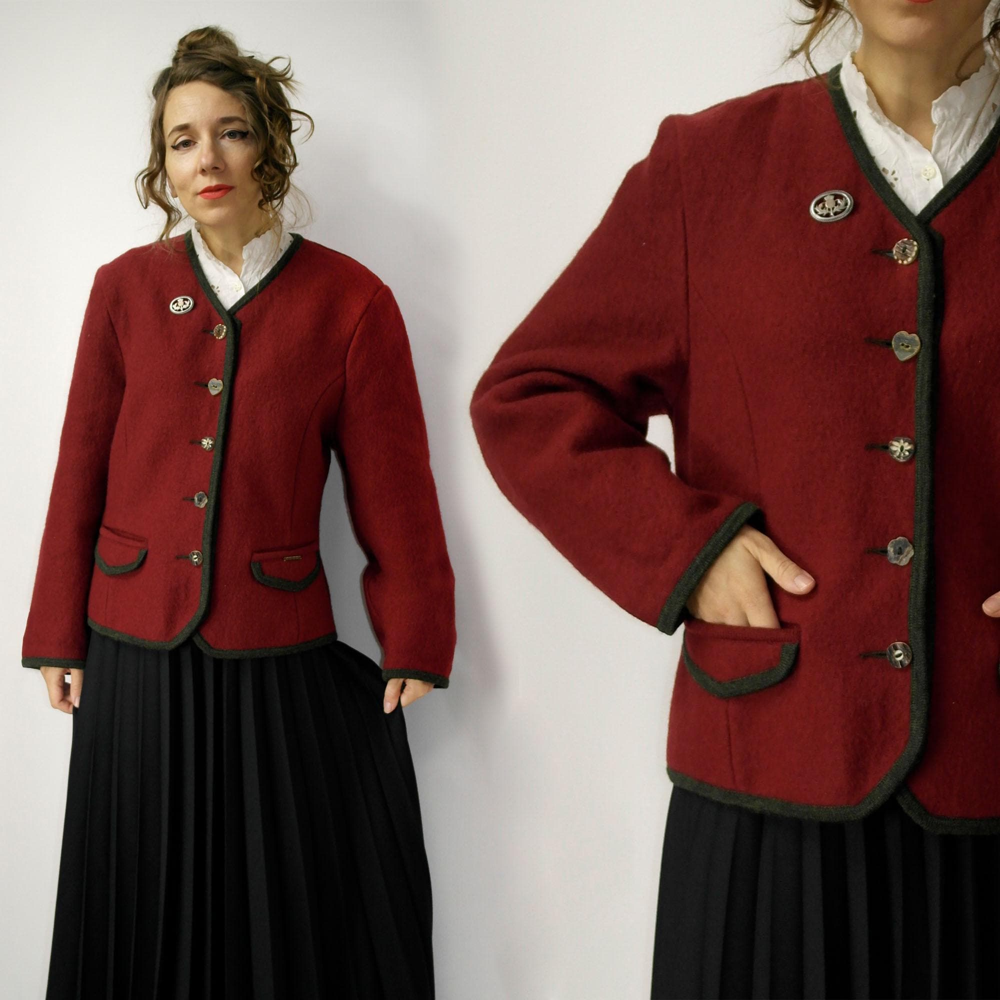 Austrian Geiger TRACHTEN Vintage Traditional Boiled Wool Blazer Jacket ...
