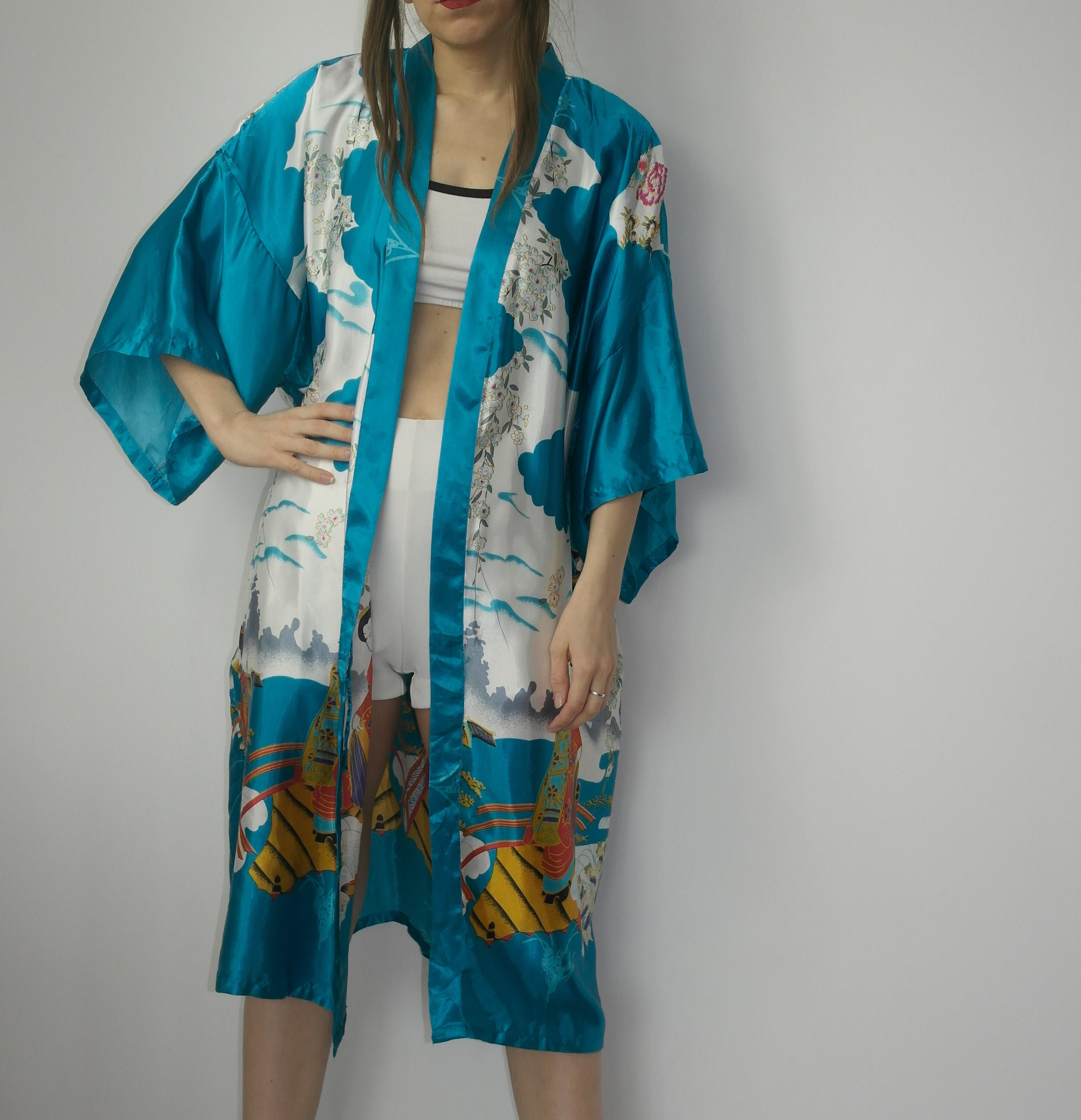 JAPANESE GEISHA ROBE Vintage / Japanese Native Scene Light Robe / Silky ...
