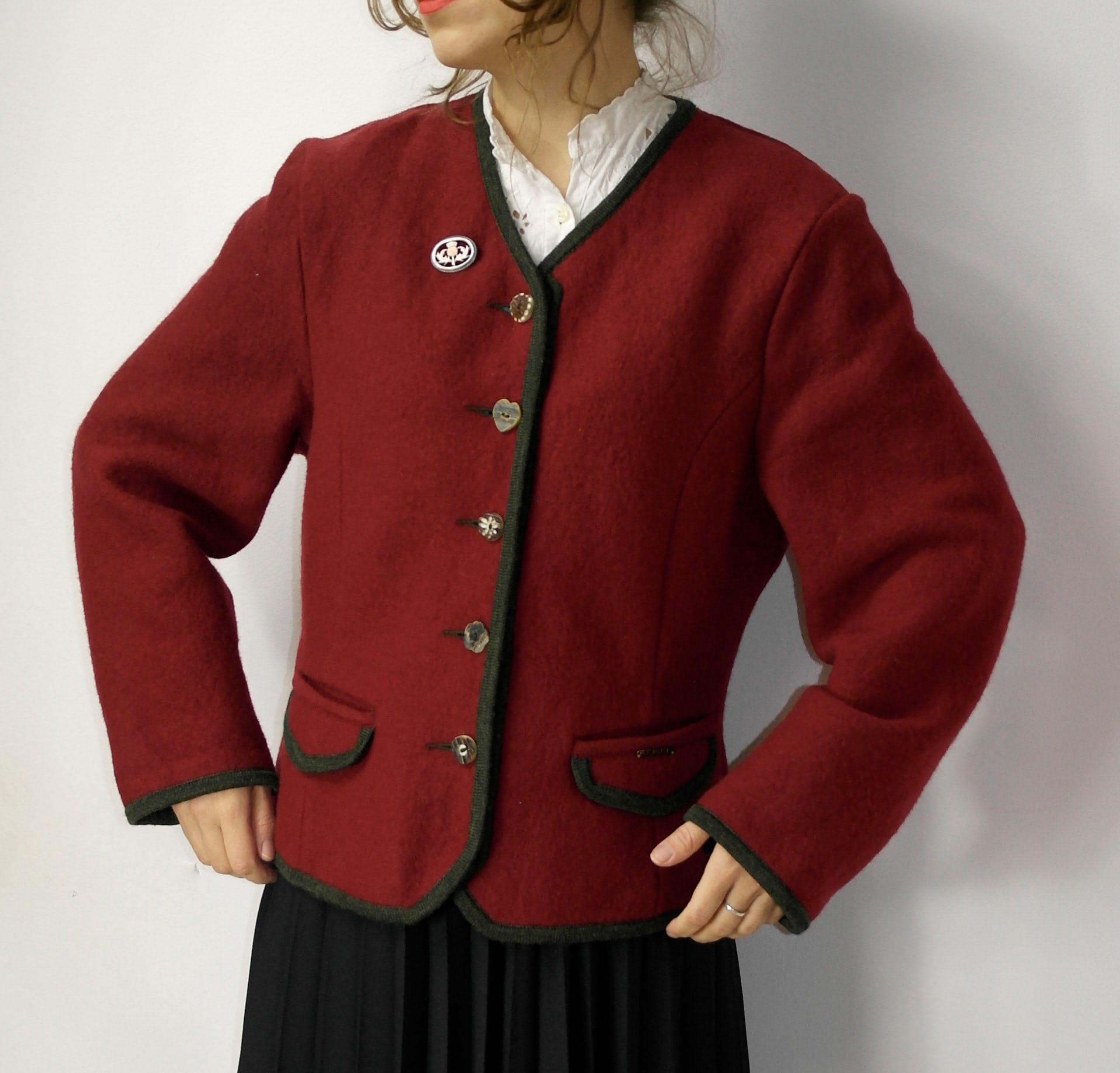 Austrian Geiger TRACHTEN Vintage Traditional Boiled Wool Blazer Jacket ...