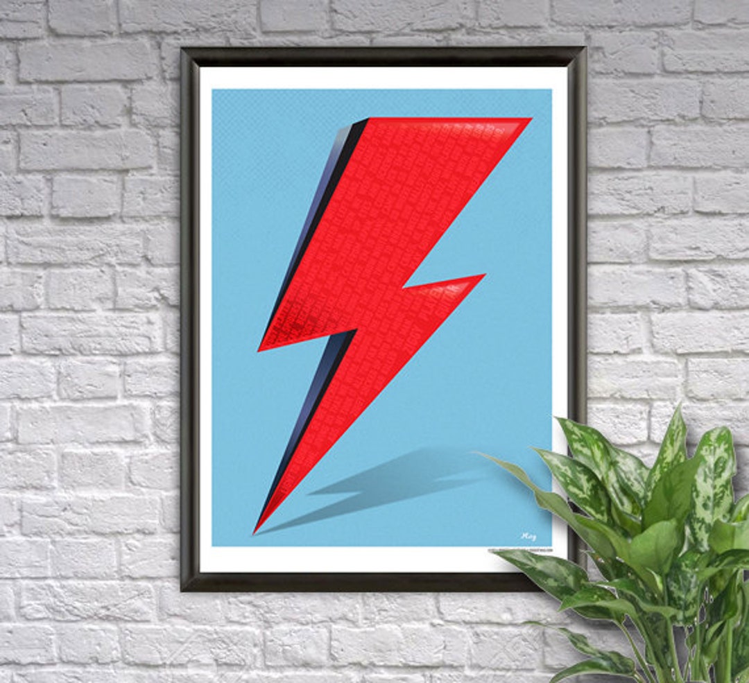 Ziggy Bolt David Bowie Ziggy Stardust Wall Art Poster Rock - Etsy