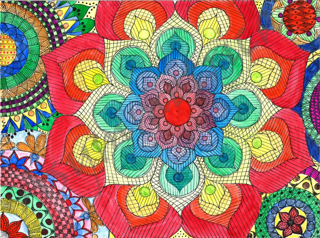 Asymmetrica, Ashta Mandala, Handmade Zentangle Mandala Art, Printable ...