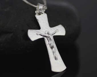 Silver Cross Necklace Sterling Silver Cross Necklace | Etsy