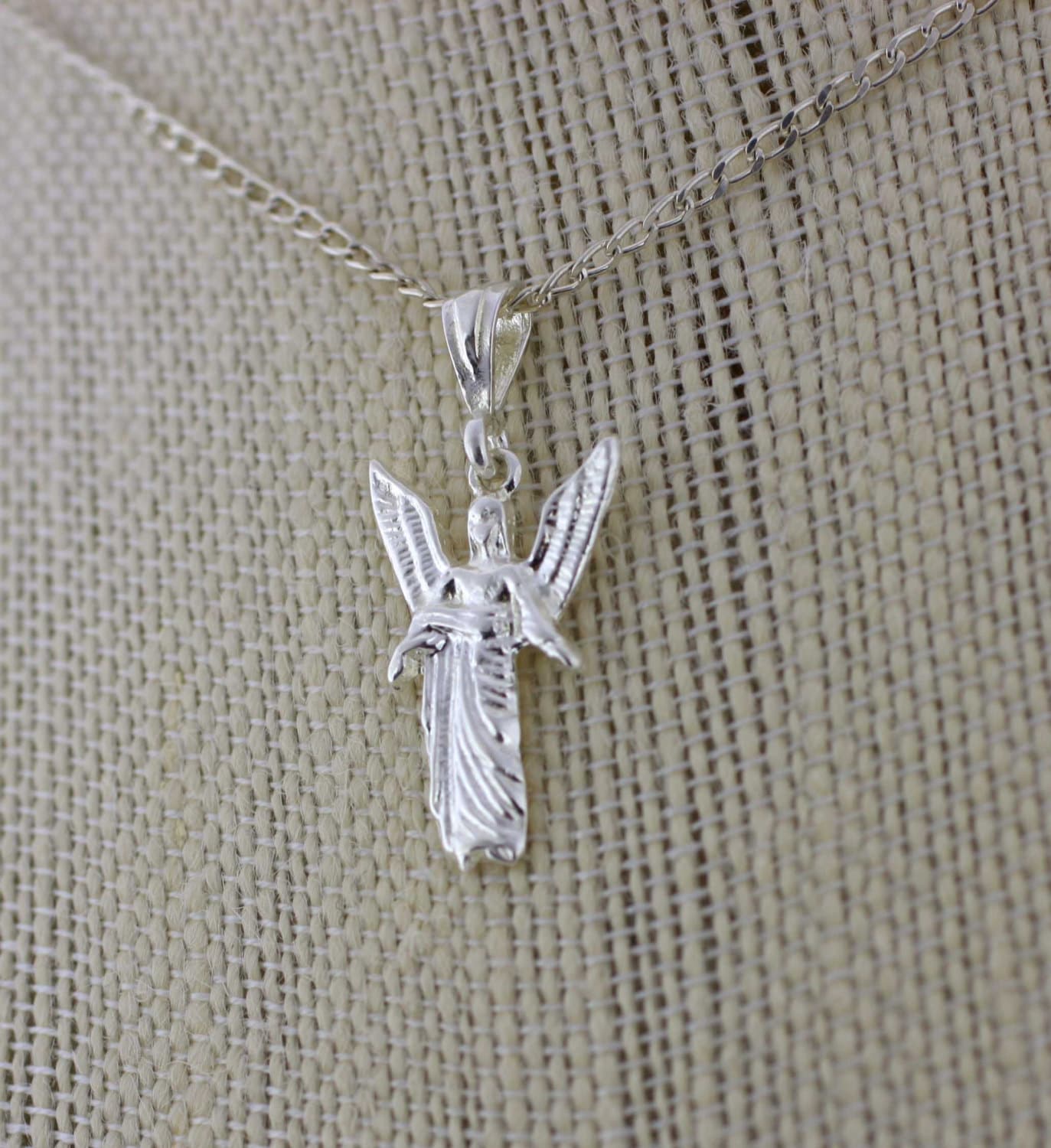 Angel Necklace Sterling Silver Angel Pendant Silver Angel - Etsy