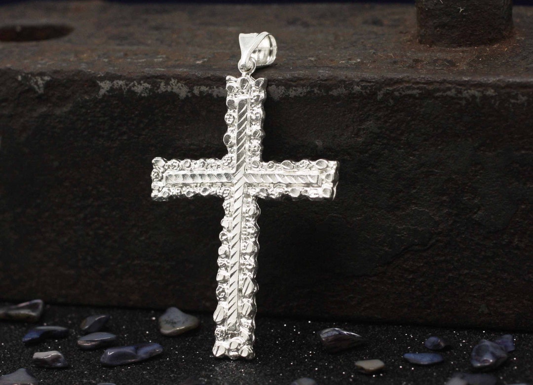 Silver Large Cross Necklace, Silver Modern Cross Necklace, Extra Large ...