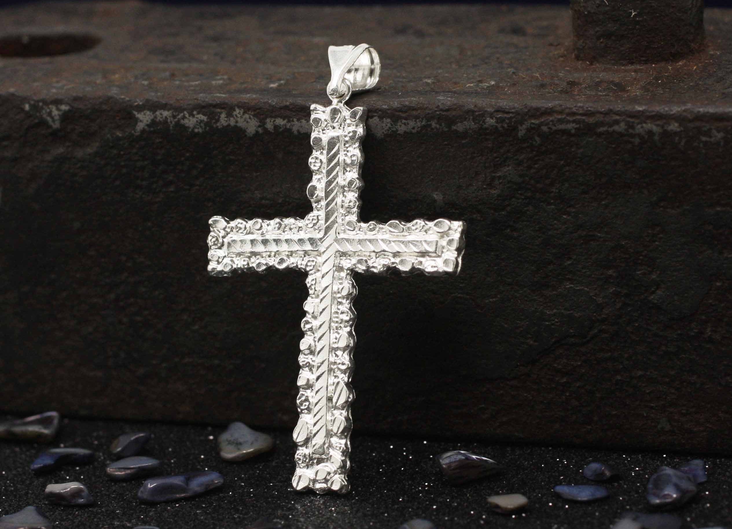 Silver Large Cross Necklace Silver Modern Cross necklace | Etsy