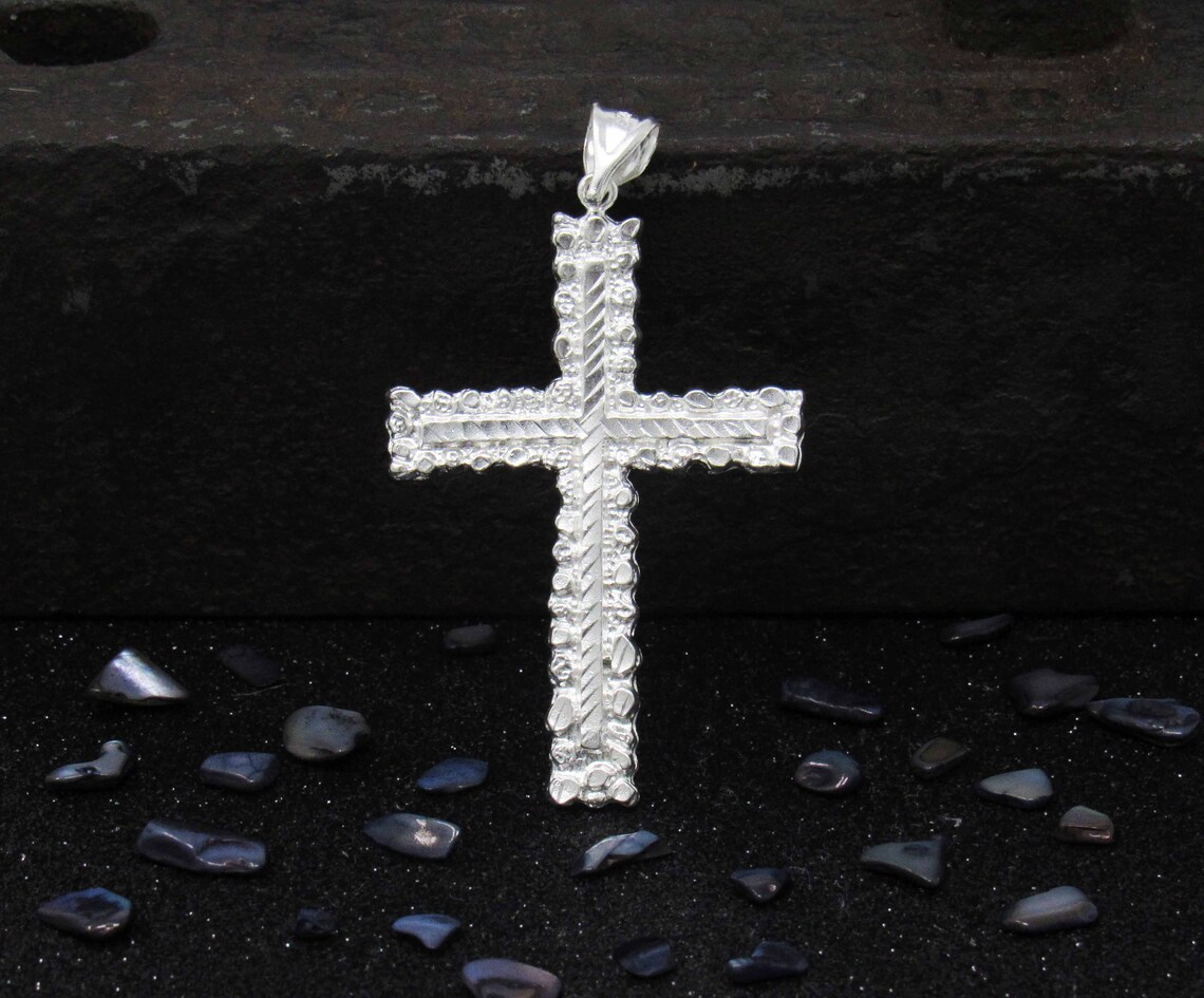 Silver Large Cross Necklace Silver Modern Cross necklace | Etsy