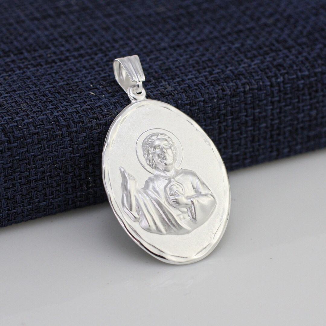 St. Jude Oval Medal, St Jude Square Necklace, Sterling Silver St Jude ...