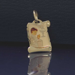 First Communion Necklace, 14K Gold Communion Medal Medal, Holy ...