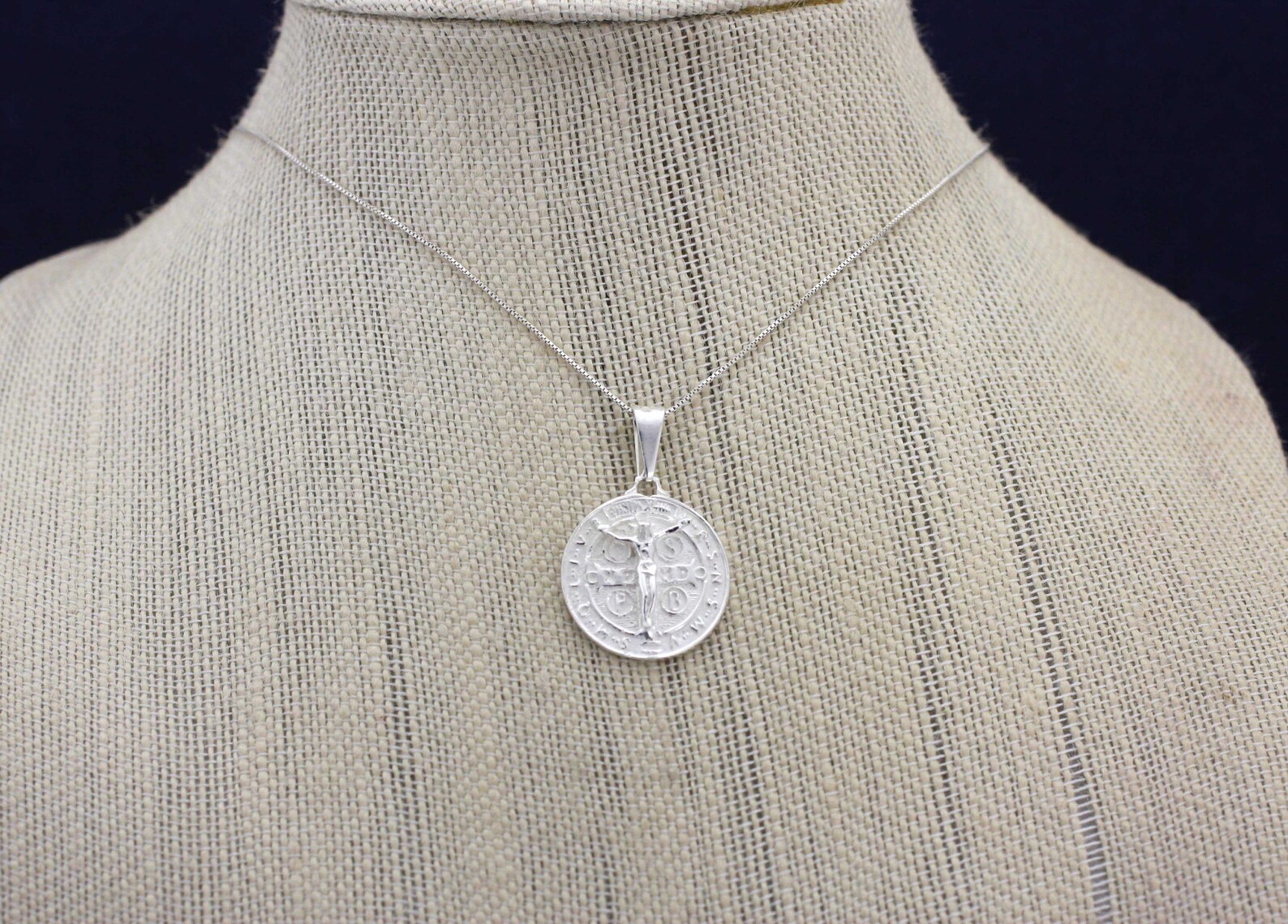 Saint Benedict Crucifix, St Benedict Solid Medal Necklace, Sterling ...