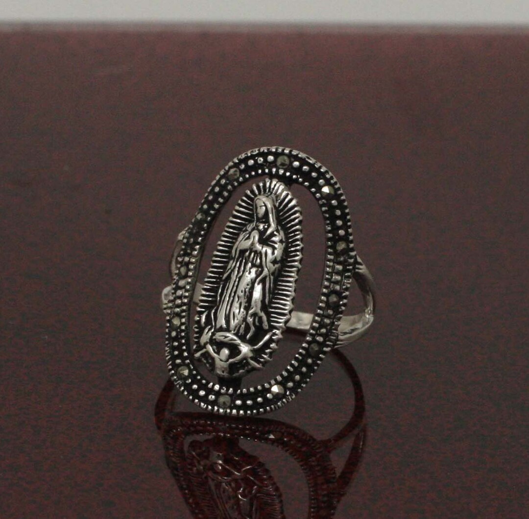 Our Lady Guadalupe Ring Sterling Silver Large Woman Ring - Etsy
